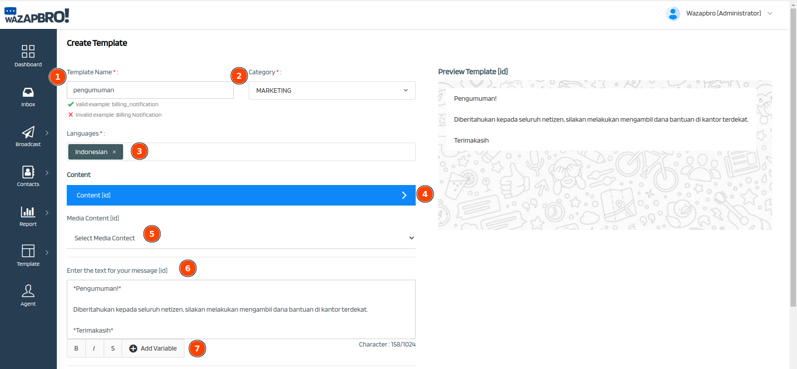 Membuat template pesan - Wazapbro.com